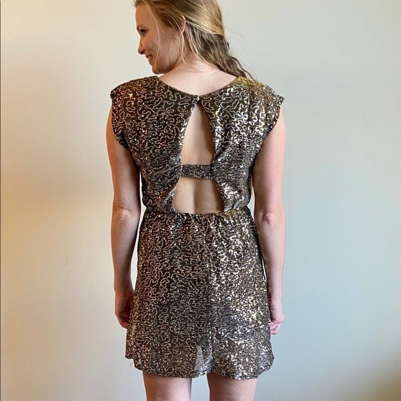 Charlotte Russe | Dresses | Charlotte Russe Openback Gold Sequin Mini ...